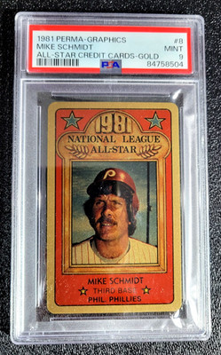 PSA 9 MINT 1981 MIKE SCHMIDT ALL-STAR CREDIT CARD = GOLD = G6029 | eBay