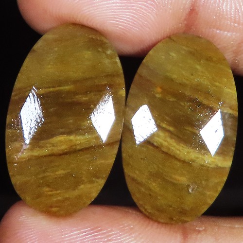 Natural Petrified Agate Earring Pair Oval Cut Gemstone 16x27x4 mm 27.75 ...