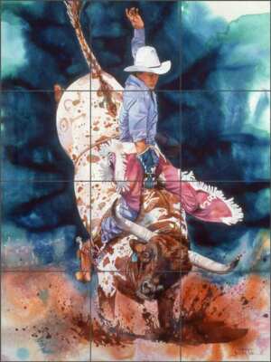 Rodeo Tile Backsplash Jan Taylor Western Art Ceramic Mural JTA021 | eBay