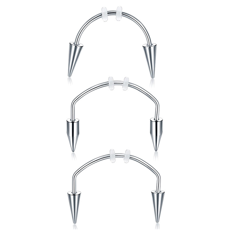 1PC Titanium Steel C Rod Vampire Fangs Tooth Lips Piercing Punk Spiked ...