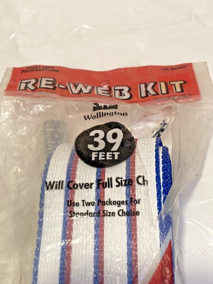 Vtg WELLINGTON Nylon Webbing Kit 35+ Feet Re-Web Kit Lawn Chair Red ...