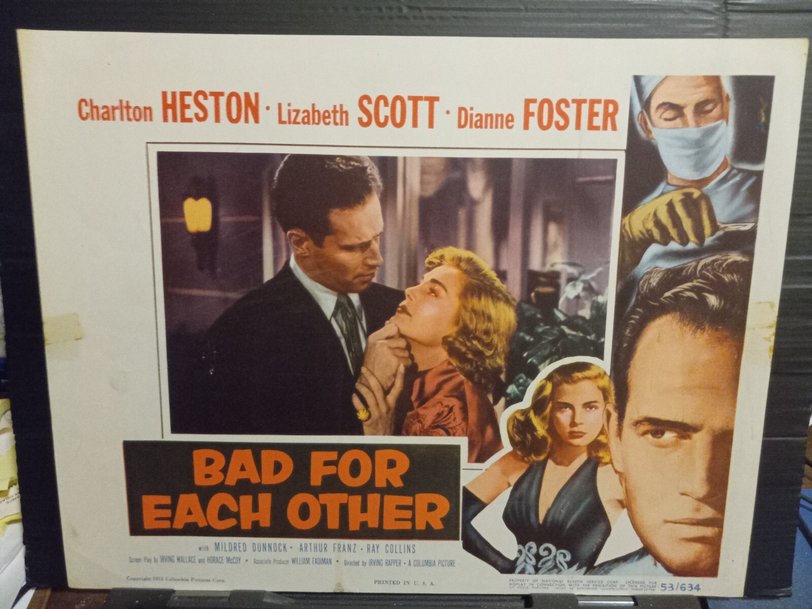 Lobby Card 1953 BAD FOR EACH OTHER Lizabeth Scott Charlton Heston best ...