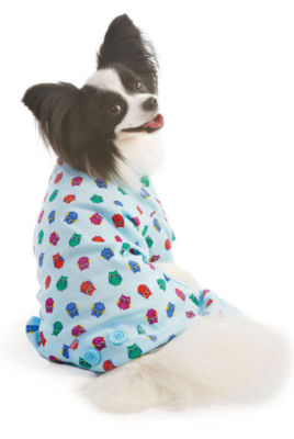 LOOKIN GOOD DOG PET PAJAMAS BLUE WITH COLORFUL OWLS SIZES, XS, S, M ...