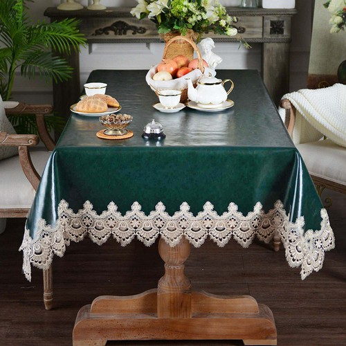 Leather Lace Square Tablecloth Waterproof Rectangle Party Dining Tea ...