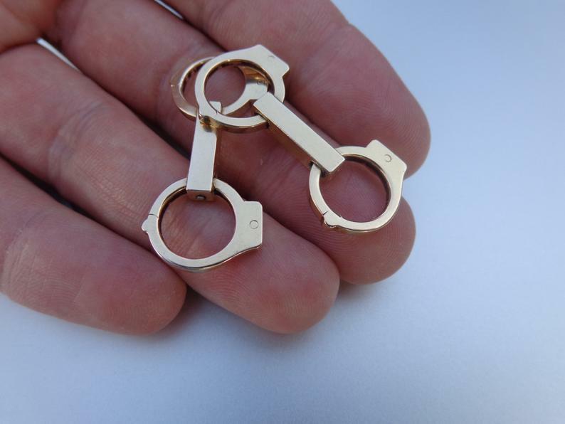 Extremely Rare & Unusual Hand Crafted Art Deco 10K Yellow Gold Handcuff ...
