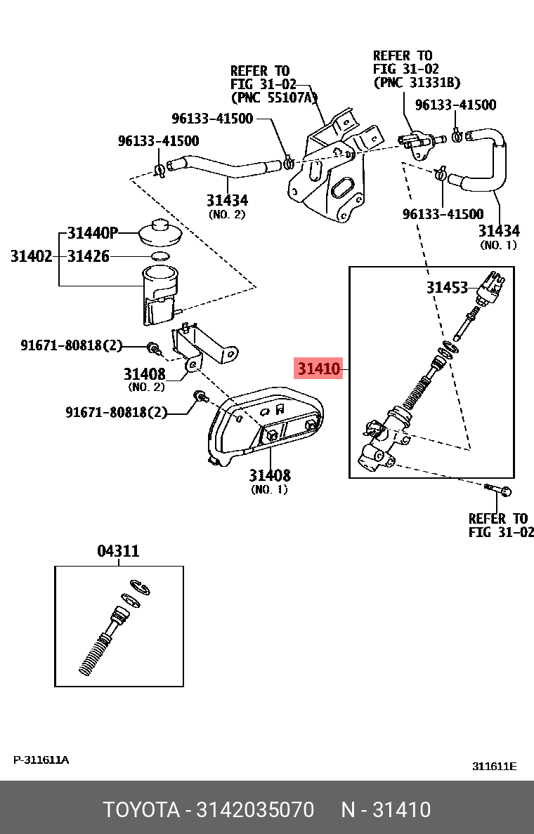 Genuine OE cylinder assy, clutch master, 3142035070 for TOYOTA 31420 ...