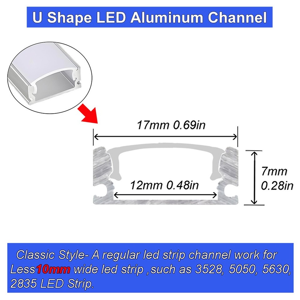 50 Pack 6.6FT Aluminum Channel Diffuser System With Milky Cover U ...