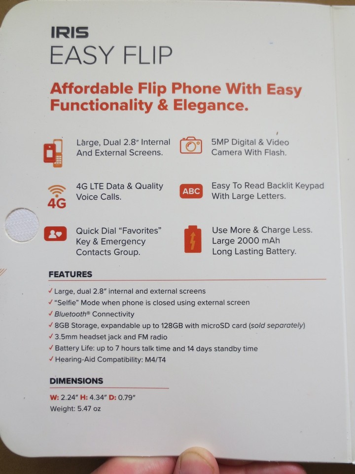 Consumer Cellular IRIS Easy Flip Phone 4G Steel Gray 5MP Camera New | eBay