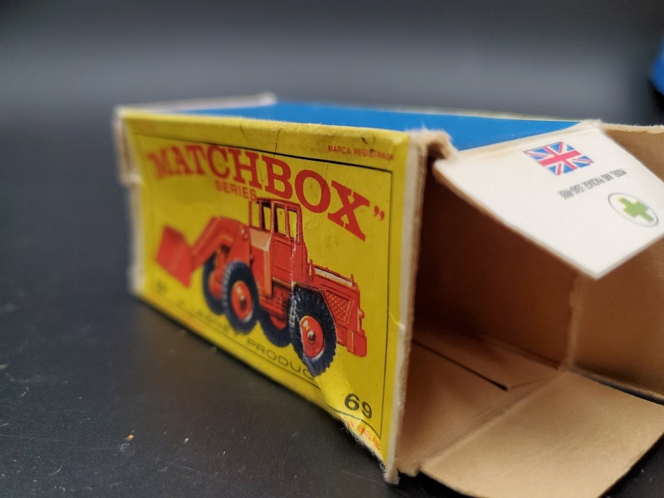 Vintage Lesney Matchbox Hatra Tractor Shovel #69 Solid Orange W/ Box ...
