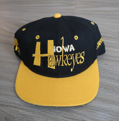 Vintage 90s Iowa Hawkeyes Hat Cap Snapback Side Back Logos Big Spell ...