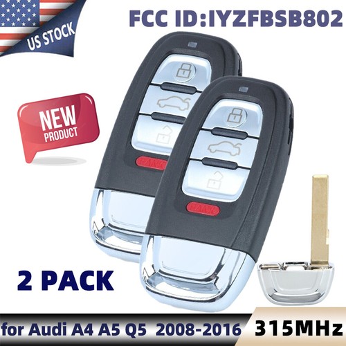 2 For 2008-2016 Audi A4 A5 Q5 Complete Remote Key Fob 4B 315MHz FCC ...