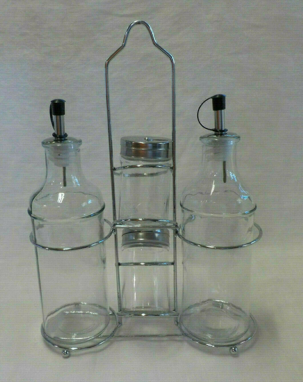 Circleware Social 5 Pc Cruet Set W Caddy NIB Oil & Vingear Cruets Salt ...
