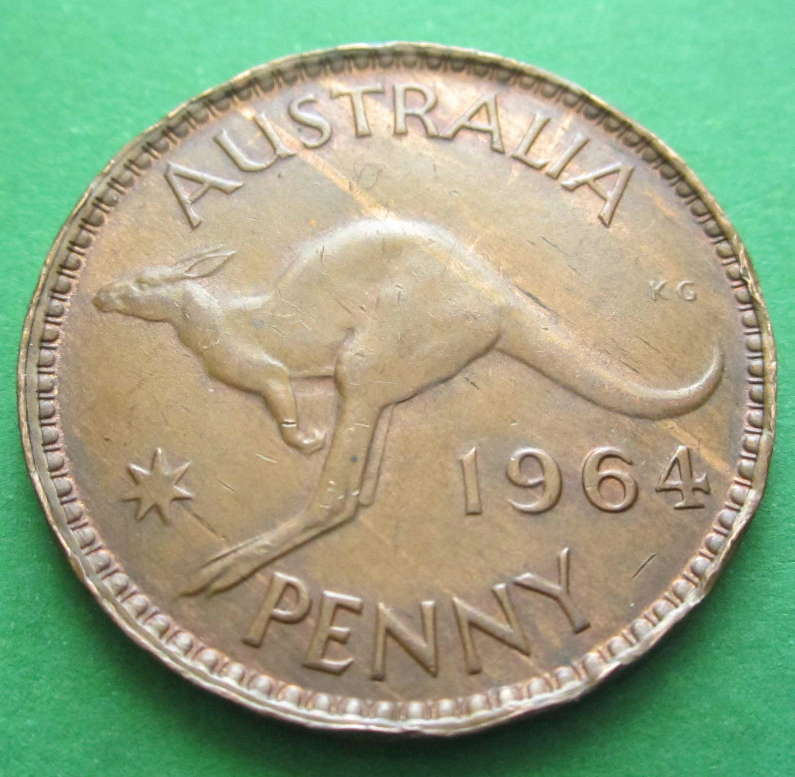 1964 Australia 1d One Penny ** ERROR CRENULATED EDGE ** #1064 =SUPER ...