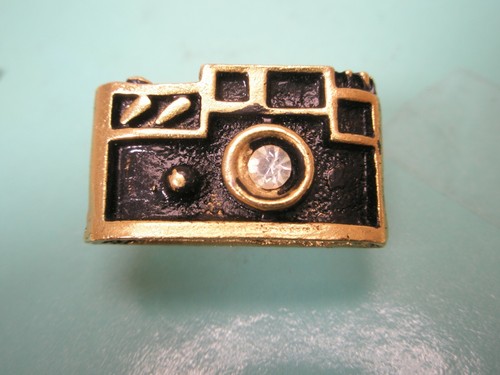 SLR Camera Rhinestone Lens Vintage Tie Tack Lapel Pin nikon canon 35mm ...