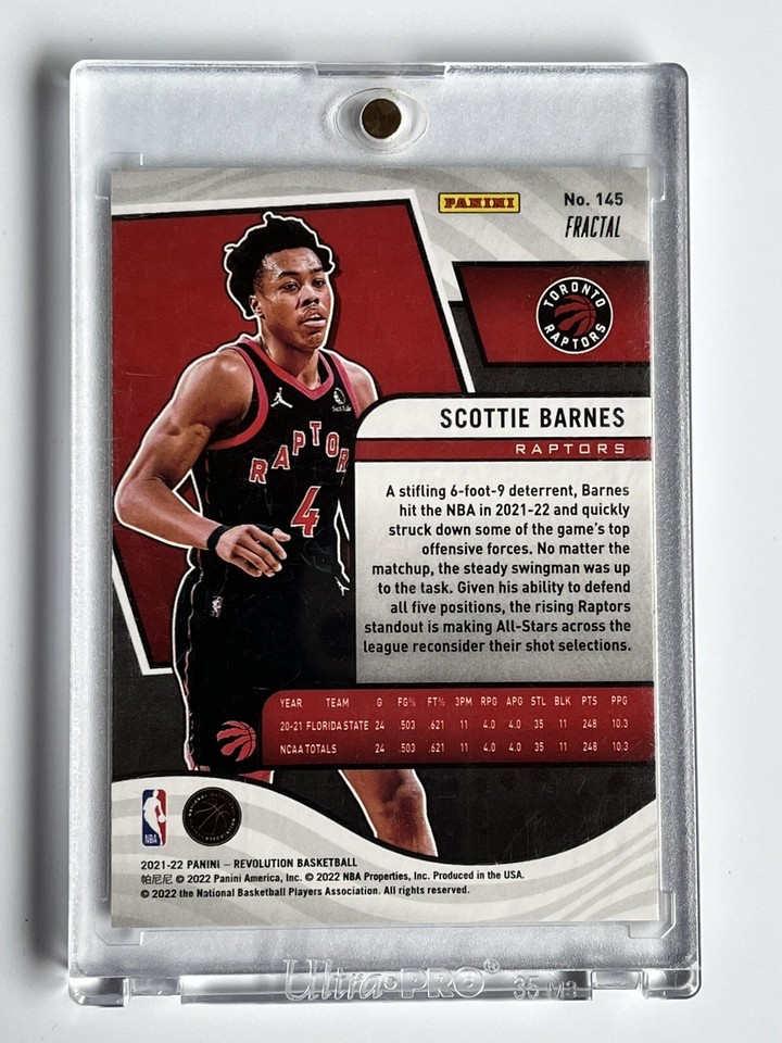 2021-22 Panini Revolution SCOTTIE BARNES Fractal Rookie RC #145 Toronto ...