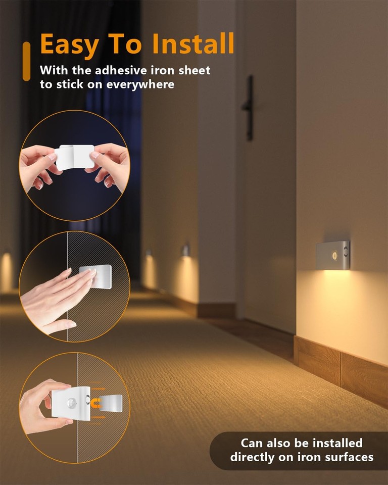 WILLED Luce con Sensore di Movimento da Interno, Caricabile USB Luce ...