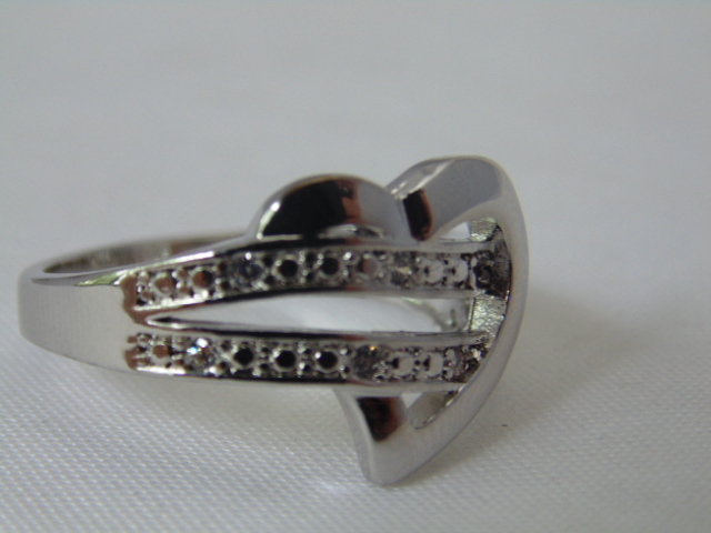 SPLIT SHANK HEART RING STERLING SILVER CLAD - SIZES 7, 8 PROMISE OR ...