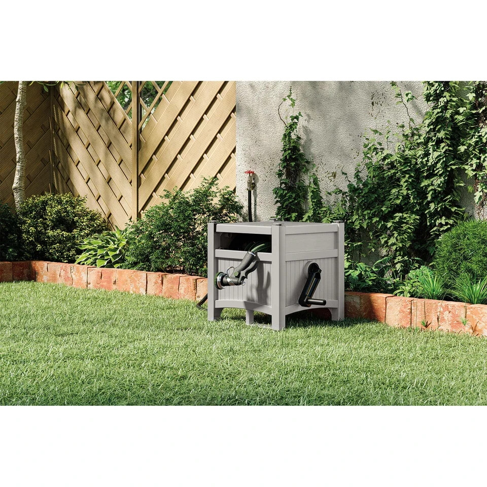 100 ft. Hose Hideaway Hose Reel Storage Box Bin Holder Container ...