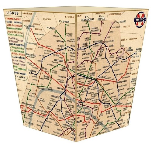 Marye-Kelley, Paris Metro (RATP) Map Wooden Wastepaper Basket, 12" Tall ...