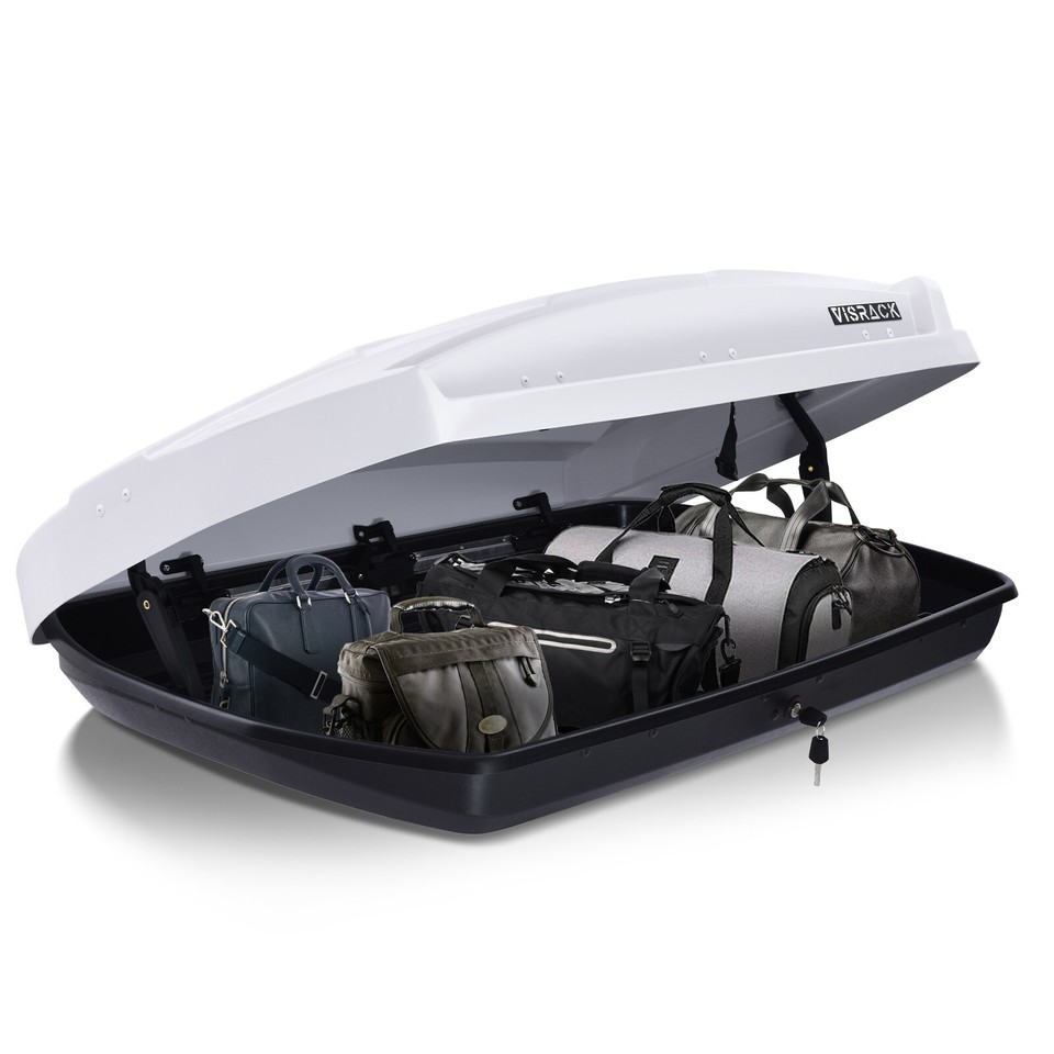 WATERPROOF GLOSSY CAR TOP CARGO CARRIER ROOF MOUNT TRAVEL STORAGE BOX W ...