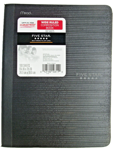 Mead Five Star Composition/notebook 100 Sheets Wide Ruled - Each for ...