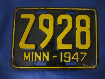 1947 MINNESOTA Short License Plate # Z928 | eBay