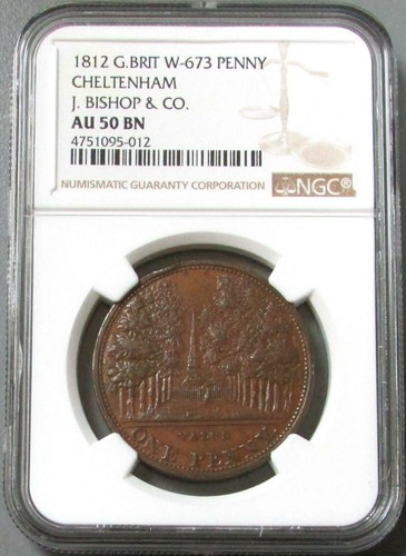 1812 GREAT BRITAIN 1 PENNY CHELTENHAM J. BISHOP & CO CONDER TOKEN NGC ...