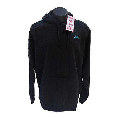Authentic Kappa Men's Black Turquoise Jumper Pullover Hoodie Pockets ...