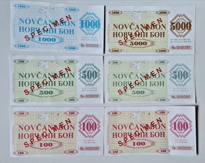 Ugoslavia Specimen Notes Lot – 6 Test Banknotes – 100 to 5000 Dinara | eBay