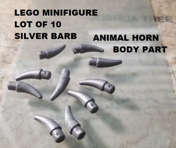 LEGO Minifigure Silver Barb Horns BULK Lot of 10 Claws Tooth Teeth ...