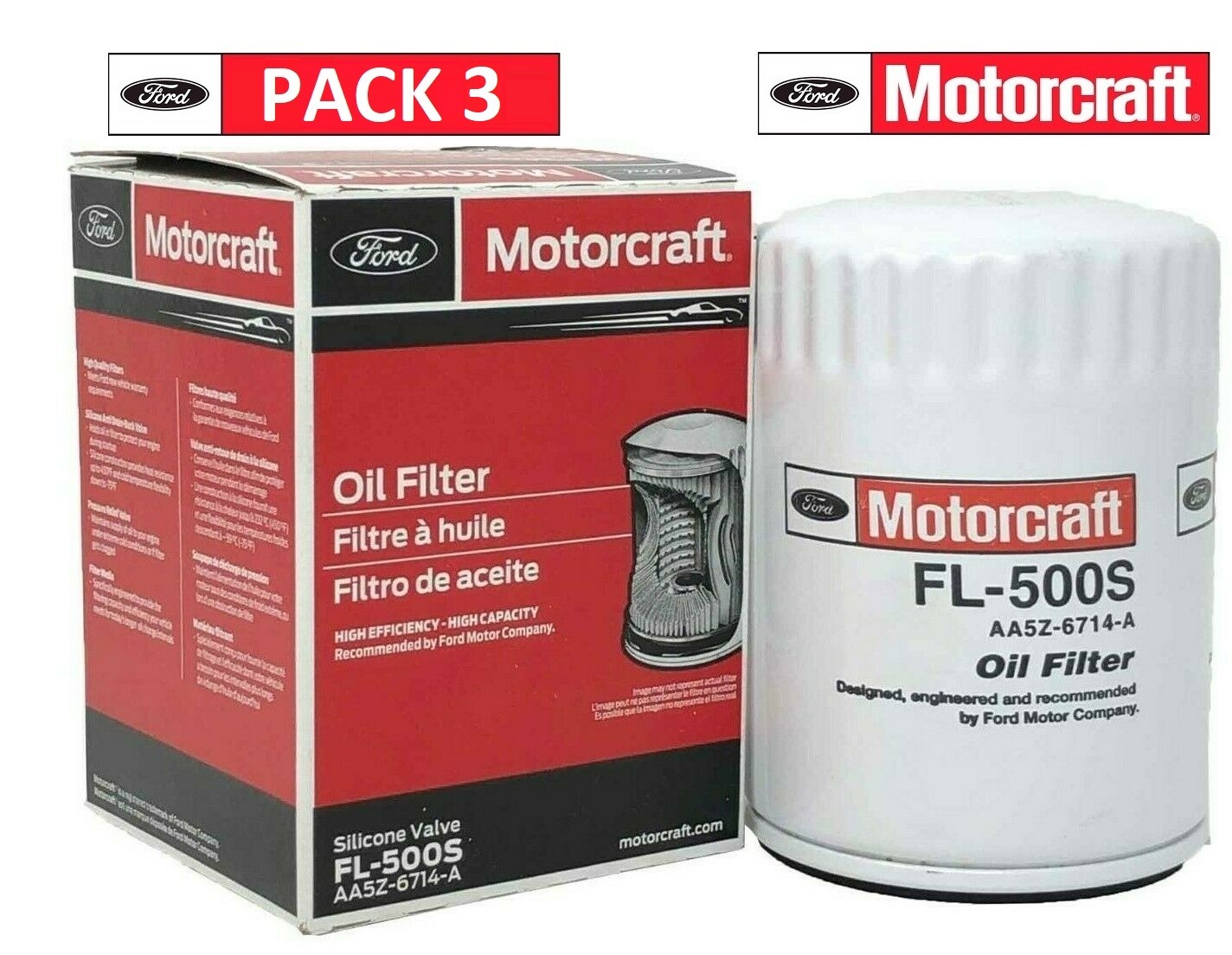 3 Set OEM New Ford Engine Oil Filter AA5Z-6714-A Motorcraft FL500S | eBay