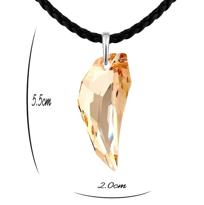 Leather Chain Made With Swarovski Crystal Wolf Fang Charming Long ...