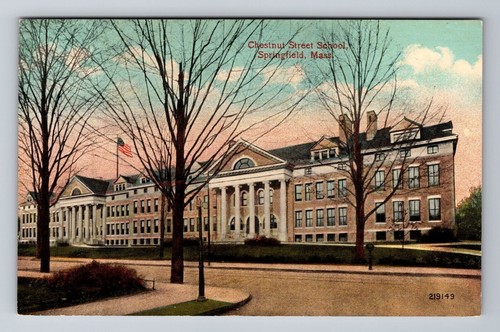Springfield MA-Massachusetts, Chestnut Street School, Vintage Postcard ...