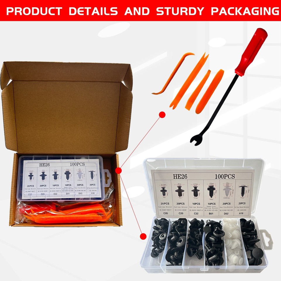 100PCS Retainer Clips Body Bumper Rivet Retainer Trim Molding Push Pin ...