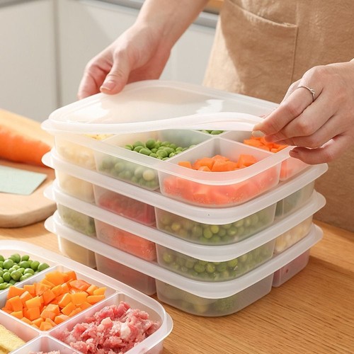 Fresh-Keeping 6 Grids Food Fruit Storage Box Plastic Clear Crisper ...