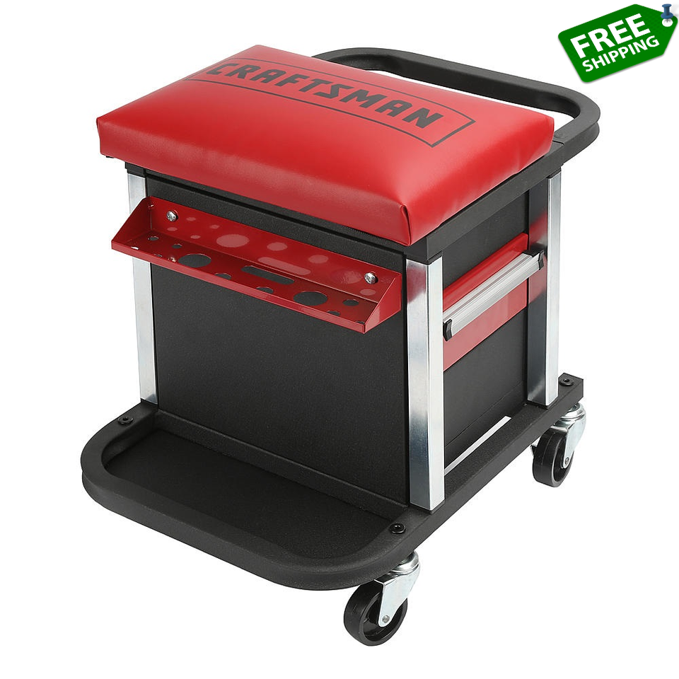 Craftsman Garage Glider Sliding Rolling Portable Tool Chest Seat Stool ...