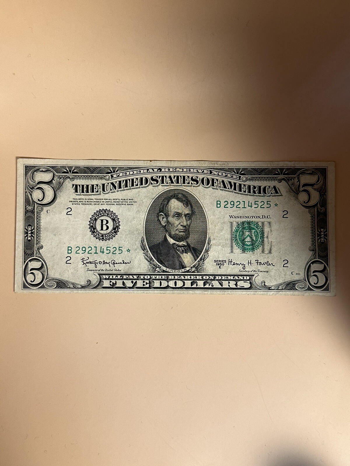 1950A FIVE DOLLAR *STAR* NOTE UNCIRCULATED $5.00 BILL! | eBay