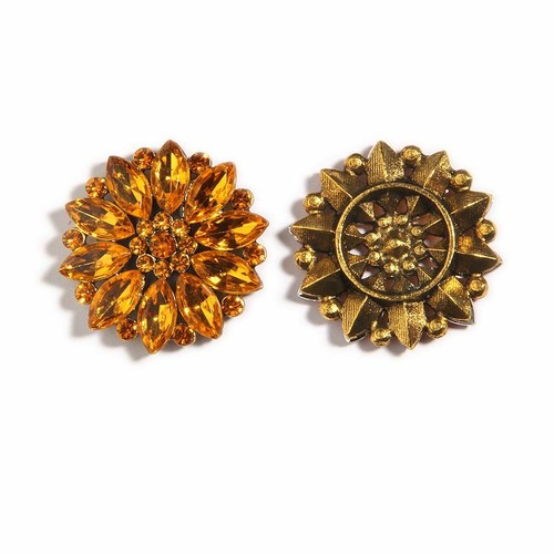 10Pcs 33mm Gold Crystal Metal Rhinestone Buttons Appliques ...