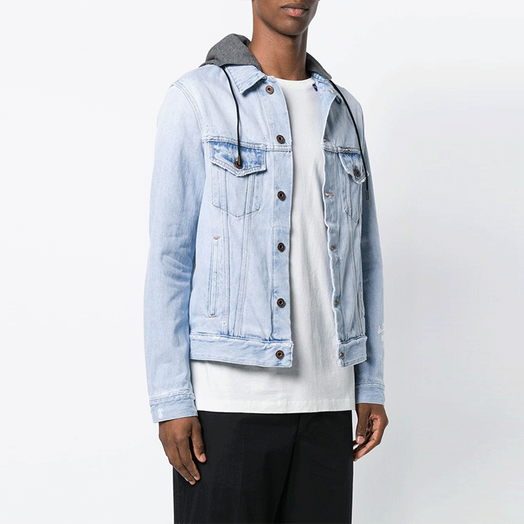 Off-White SS19 Illusion Layered Button-Up Hooded Denim Jacket | eBay