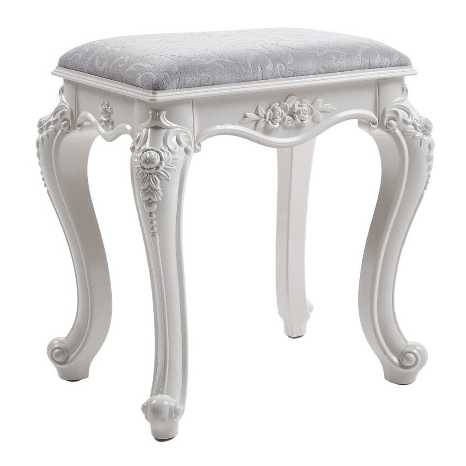 French Retro Carving Flowers Legs Dressing Table Chair Vanity Stool ...
