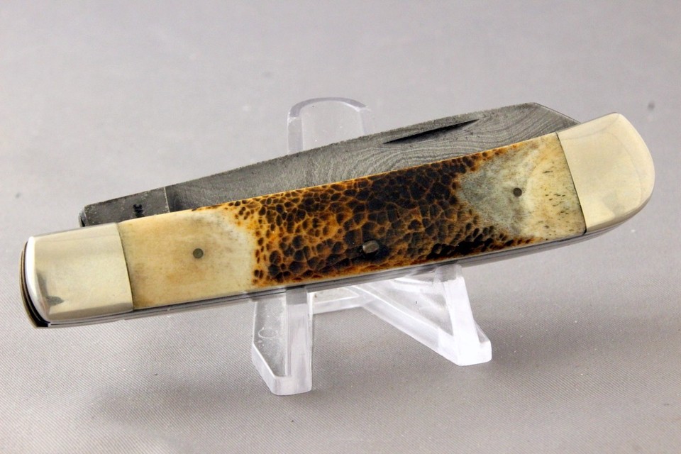 PARKER - EDWARDS Damascus Trapper Knife, Stag Handles, Mint Knife, 1984 ...