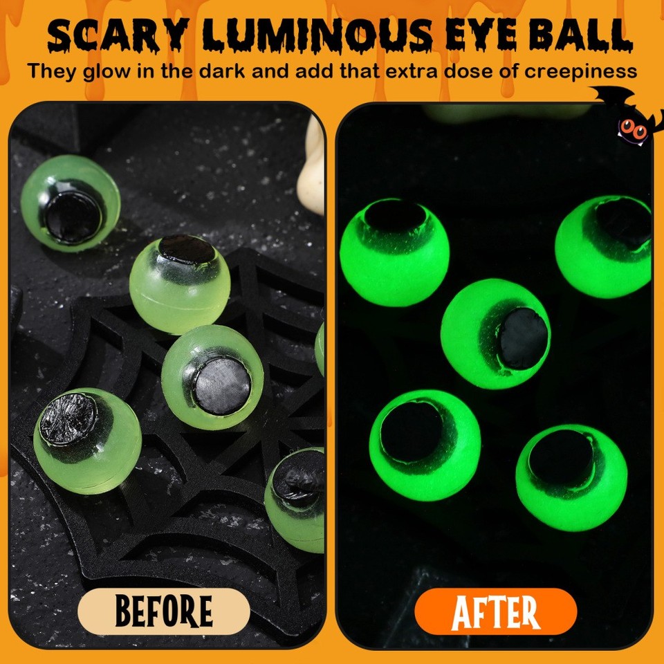 24Pcs Halloween Sticky Eyeballs Eye High Bouncing Balls Halloween Fake ...