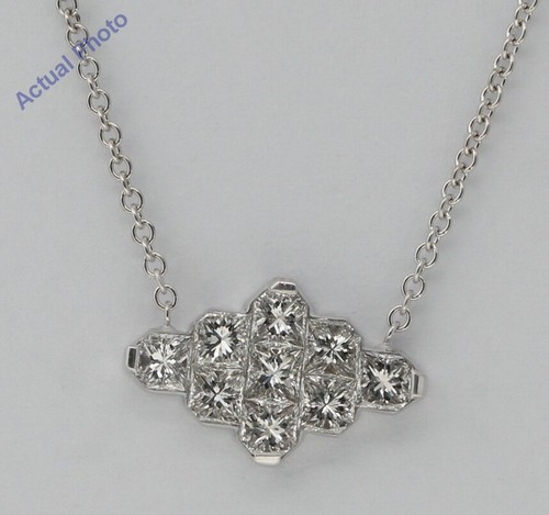18k White Gold Princess Setting Tile Diamond Pendant (1.28 Ct G Vs ...