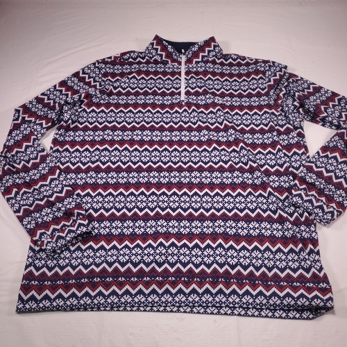 Rhoback Q-Zip Men's Pullover XL Blue Red LS 1/4 Zip Aztec Golfing ...