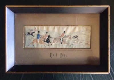 Thomas Stevens~ANTIQUE FRAMED STEVENGRAPH WOVEN SILK FOX HUNT PICTURE ...