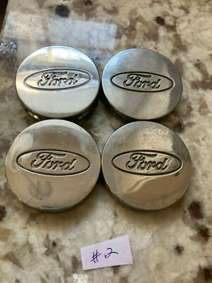 (4) F2C6-1A096-AA chrome wheel button center caps Ford Focus / Escort ...