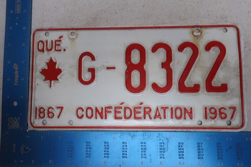 Quebec License Plate Montreal Canada PQ Confederation 1967 Government ...