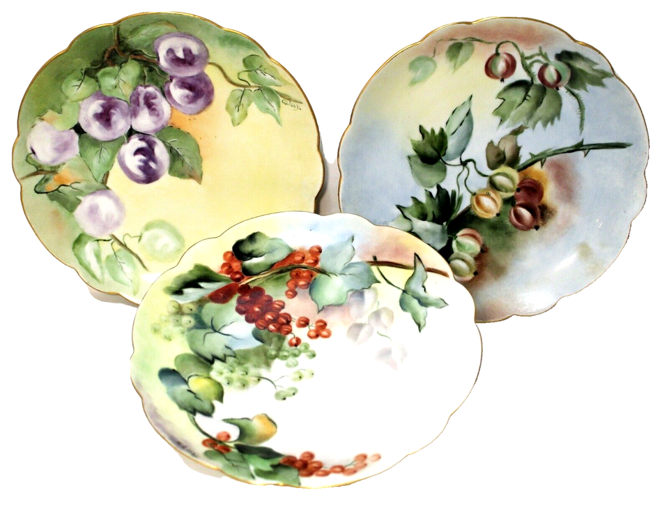 Vintage German Porcelain Wall Plates Hand Painted Signed Set 3 | eBay