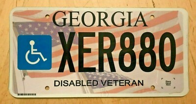 GEORGIA DISABLED VETERAN DV LICENSE PLATE " XER 880 " GA WHEELCHAIR ...