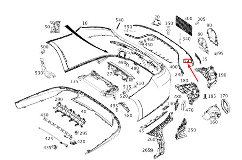MERCEDES-BENZ E C238 REAR BUMPER CENTER LOWER TRIM STRIP A2388859600 NO ...